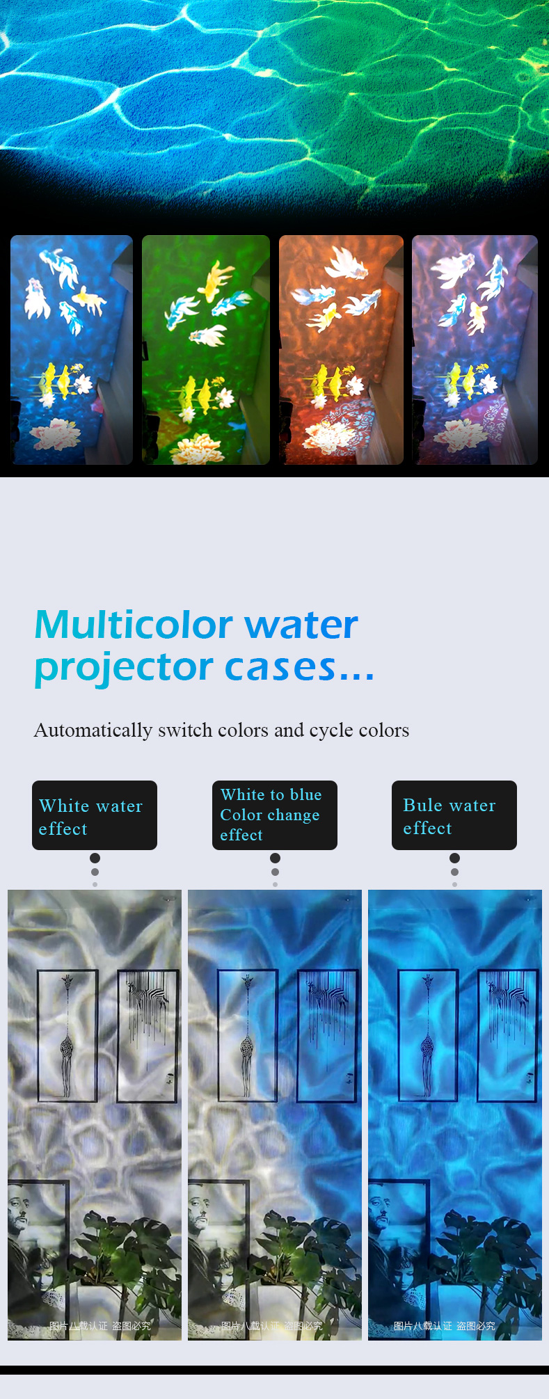 LED ocean water waving lamp high power projection lamp dynamic water ...